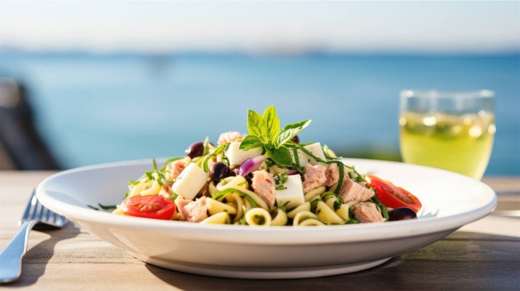 Zomerse Italiaanse koude pasta salade
